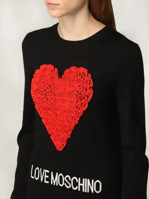 Moschino Tulle Heart Logo Knit Dress