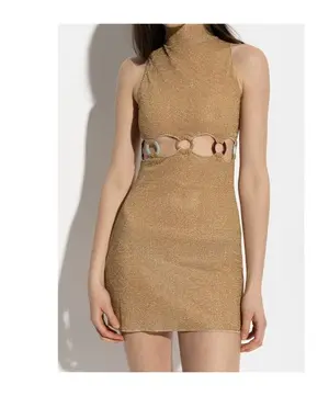 Oseree Beaded Detailed Cut Out Mini Dress