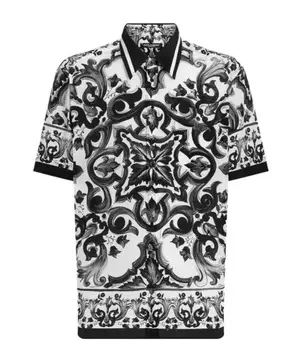 Dolce & Gabbana Graphic-print Silk Shirt - Black