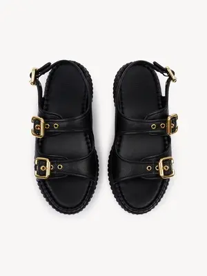 Chloé Nama Wedge Sandals With Buckle Detail - Black