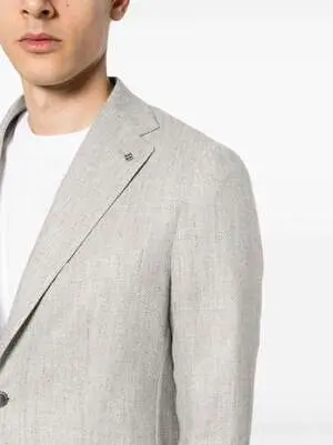 Tagliatore Notched-lapels Single-breasted Blazer - Gray