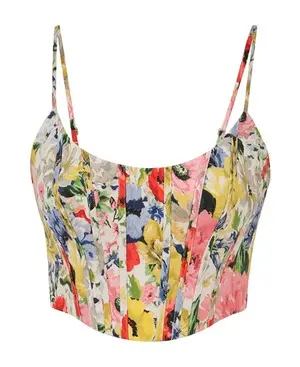 Zimmermann Alight Floral Linen Corset Top