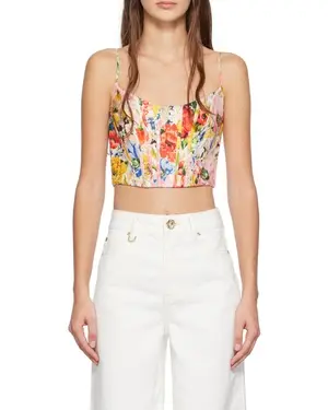 Zimmermann Alight Floral Linen Corset Top