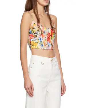 Zimmermann Alight Floral Linen Corset Top