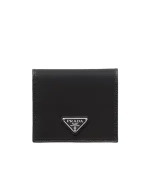 Prada Logo Plaque Bi-fold Wallet - Black