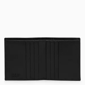 Prada Logo Plaque Bi-fold Wallet - Black