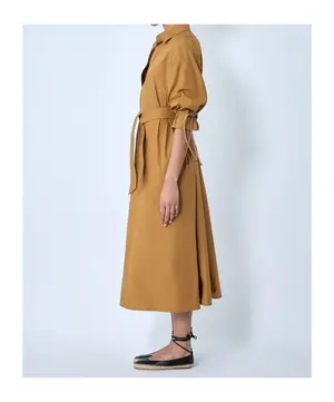 Max Mara Mirto Drawstring Sleeve Midi Dress - Camel