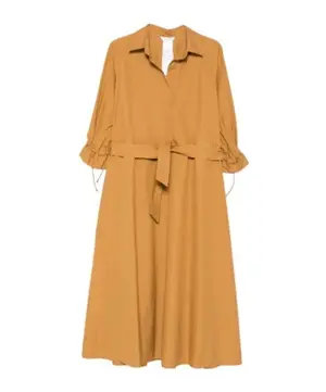 Max Mara Mirto Drawstring Sleeve Midi Dress - Camel