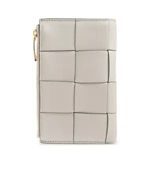 Bottega Veneta Medium Cassette Bi-fold Zip Wallet - White