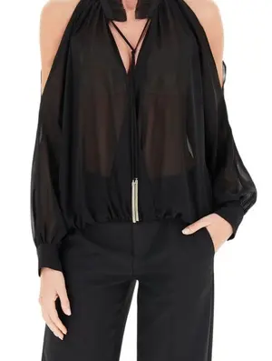 Liu Jo Long Sleeve Tasseled High Neck Blouse
