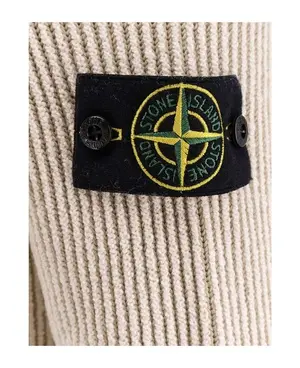 Stone Island Logo Patch Mock Neck Jumper