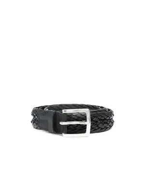 ORTIGNI Braided Leather Belt - Black