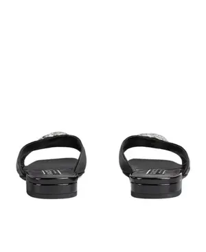 Gucci Double G Patent Leather Slides - Black