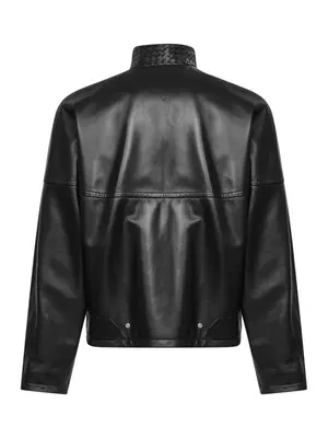 Bottega Veneta Long Sleeve Leather Jacket With Stand Collar