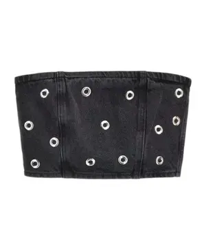 ROTATE BY BIRGER CHRISTENSEN Embellished Denim Bustier - Black