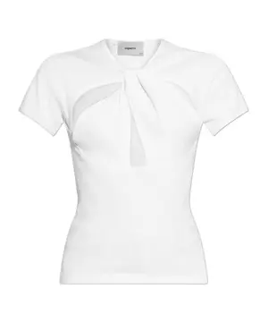 Coperni Short Sleeve Twist Detail Top - White