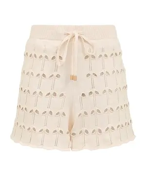Zimmermann Rhiannon Pointelle Knit Shorts - Cream