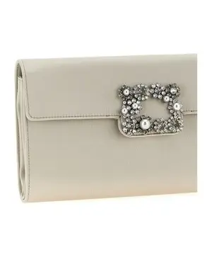 ROGER VIVIER Efflorescence Jewel Embellished Clutch - Grey
