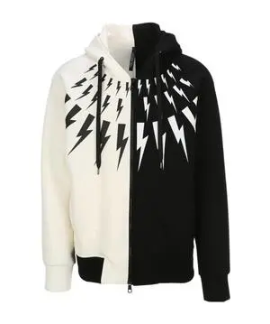 Neil Barrett Lightning Print Zip-up Hooded Jacket
