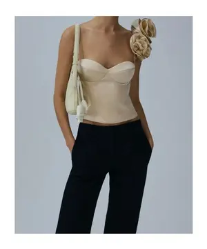 Magda Butrym Flower Appliqué Sweetheart Neck Tank Top