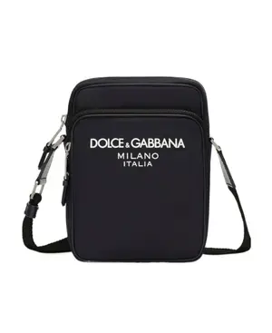 Dolce & Gabbana Logo Print Shoulder Bag - Black