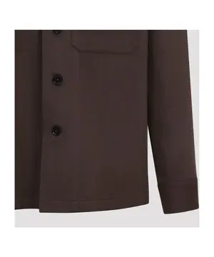 Zegna Long Sleeved Buttoned Overshirt - Medium Brown