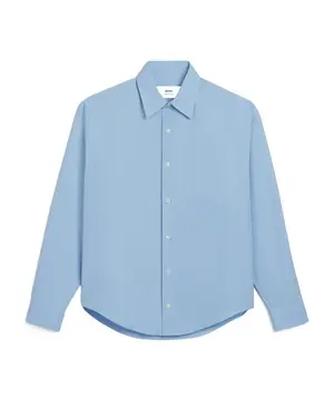 AMI Paris De Coeur Embroidered Long-sleeved Shirt - Blue