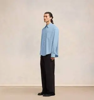 AMI Paris De Coeur Embroidered Long-sleeved Shirt - Blue