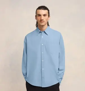 AMI Paris De Coeur Embroidered Long-sleeved Shirt - Blue