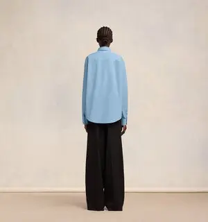 AMI Paris De Coeur Embroidered Long-sleeved Shirt - Blue