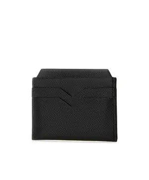 VALEXTRA Logo Flat Card Holder - Black