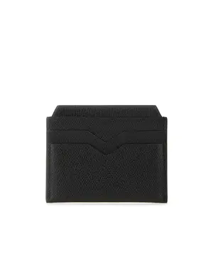 VALEXTRA Logo Flat Card Holder - Black