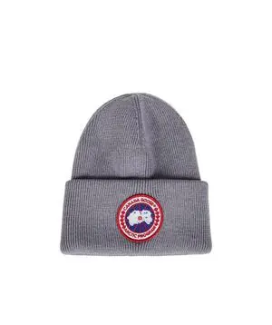 Canada Goose Logo Patch Wool Beanie - Gray