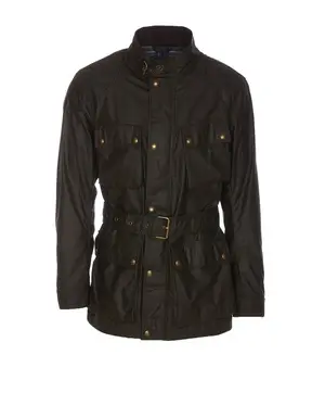 Belstaff Trialmaster Belted Waxed Jacket - Black