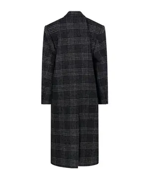 Isabel Marant Étoile Double-breasted Checked Long Coat - Grey