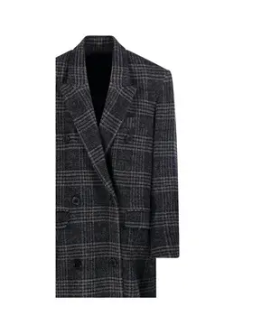 Isabel Marant Étoile Double-breasted Checked Long Coat - Grey