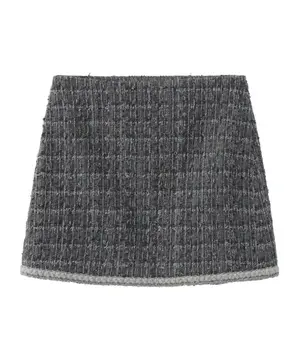 Marissa Chiara A-line Woolen Skirt With Contrast Trim - Grey