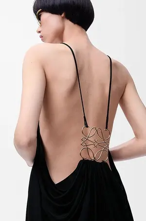 Loewe Asymmetrical Draped Halterneck Midi Dress With Open Back