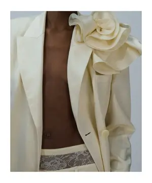 Magda Butrym Double-breasted Floral Appliqué Coat