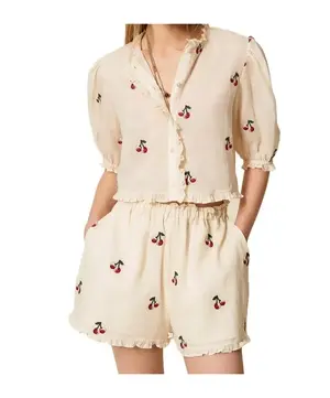 TWINSET Cherry Embroidered Shorts