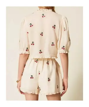 TWINSET Cherry Embroidered Shorts