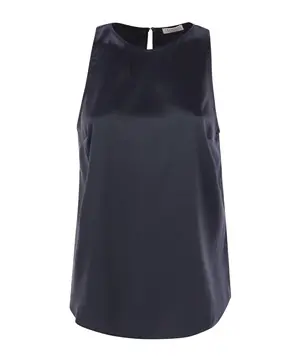 Brunello Cucinelli Sleeveless Satin Top - Blue