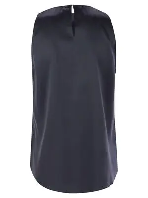 Brunello Cucinelli Sleeveless Satin Top - Blue