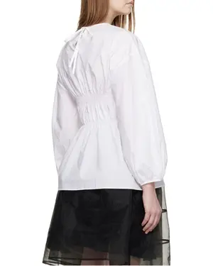 Cecilie Bahnsen Long Sleeve Pleated Top - White