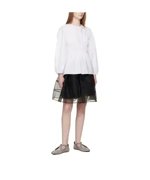 Cecilie Bahnsen Long Sleeve Pleated Top - White
