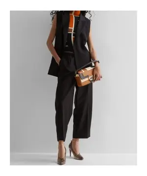 Fendi Peak Lapel Sleeveless Tailored Vest - Black