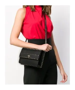 Valentino Garavani Small Rockstud Grainy Calfskin Crossbody Bag