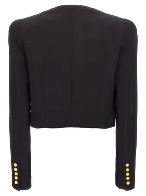 Balmain Button Detailed Cropped Jacket - Black