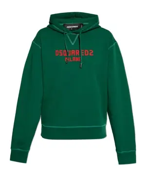 Dsquared2 Logo Print Drawstring Hoodie - Green