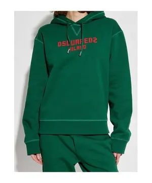 Dsquared2 Logo Print Drawstring Hoodie - Green